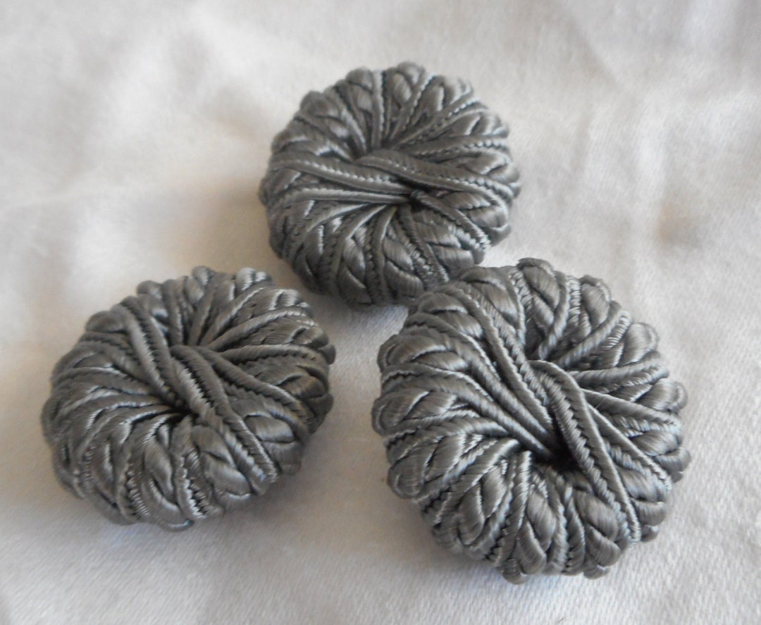 Set/ 3 VINTAGE 1 1/8" Gray Cord Fabric Textile Costume Clothing Adorn ...