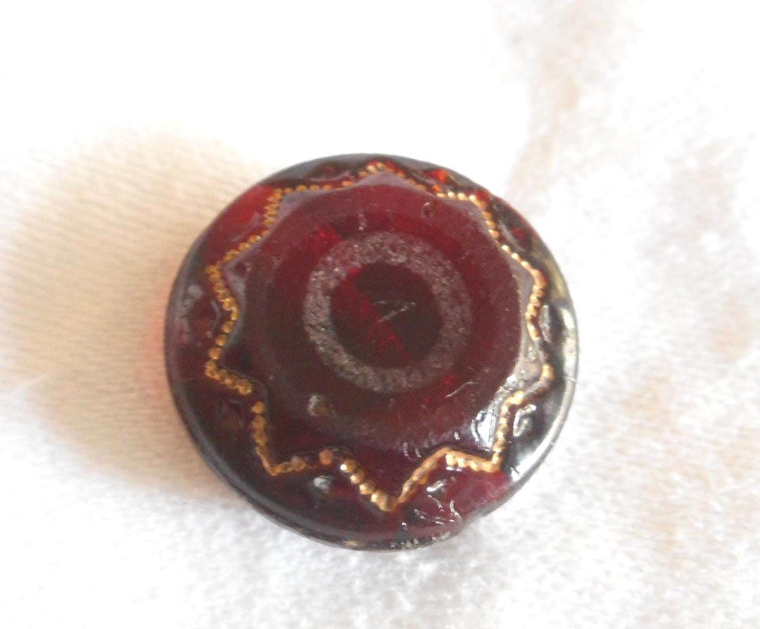 Antique Vintage 5/8” Gold Ric Rac Ruby Red Glass Costume Clothing Adorn ...