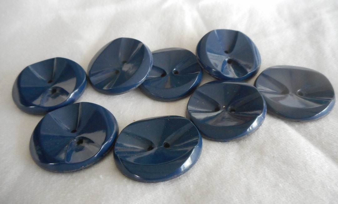 Set/ 8 VINTAGE 1” Navy Blue Bow Design Plastic Sew Thru Costume ...