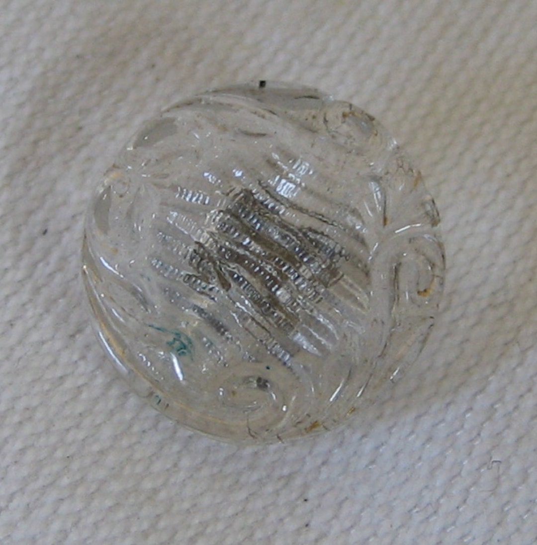 1/2 ANTIQUE VINTAGE Clear Lacy Glass Costume Clothing Adorn Embellish ...