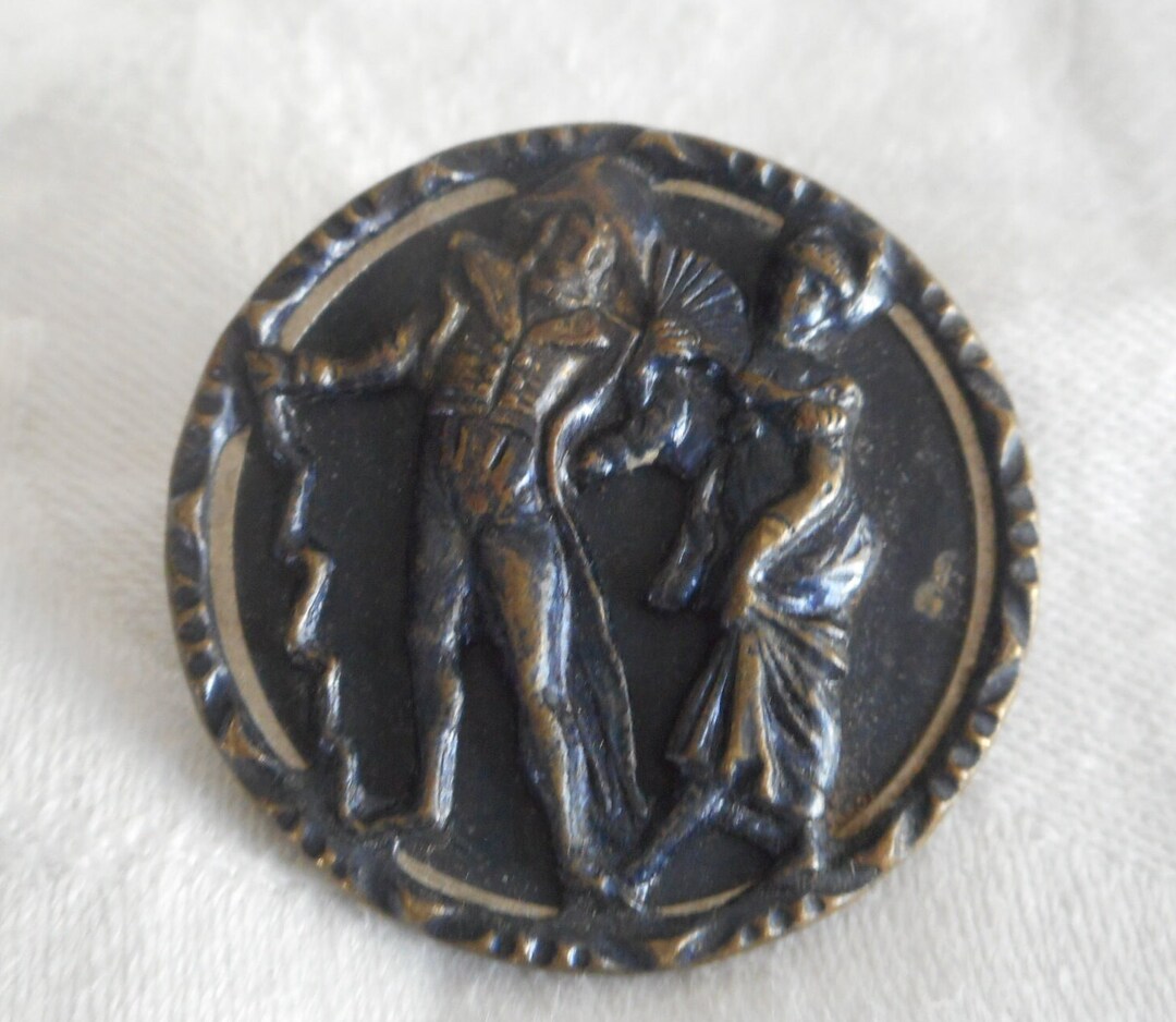 Antique Vintage 1 1/8" Blue Tint French Fops Metal Incroyable ...