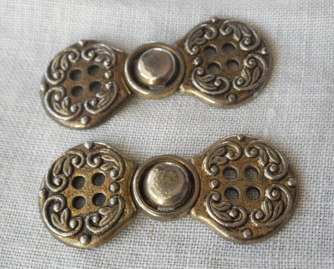 Set/ 2 Small Silver Metal Button Design Costume Clothing Sewing Supply ...