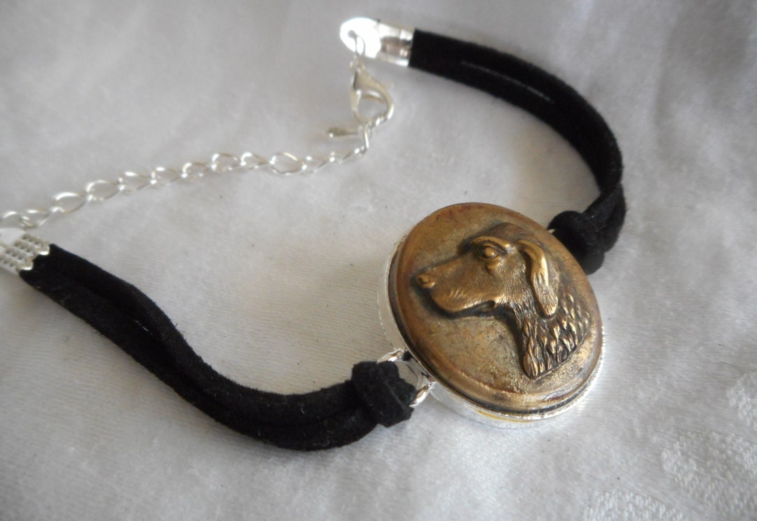 Antique VINTAGE Gold Metal Dog Head Button Adjustable Costume Clothing ...