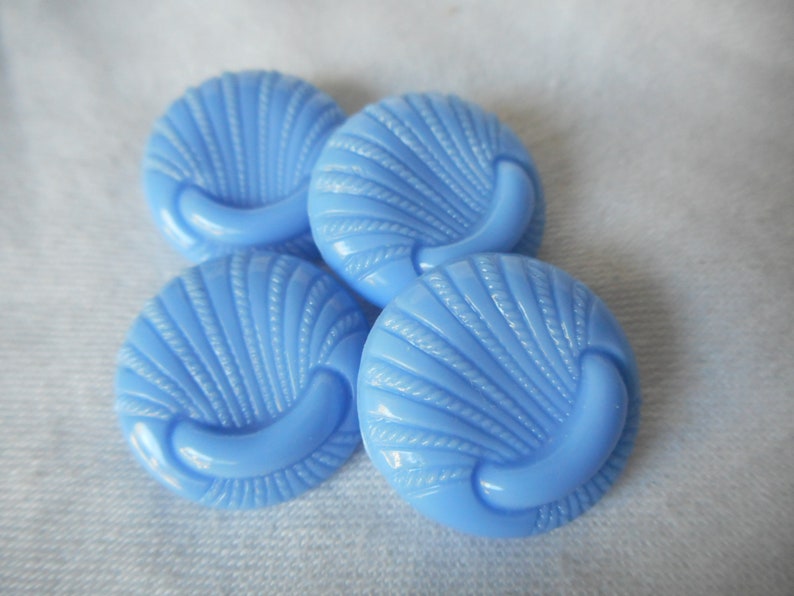 Set/ 4 VINTAGE 3/4 Baby Blue Fan Shell Design Glass Adornment | Etsy