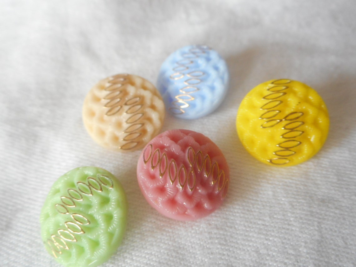 Set/ 5 VINTAGE 9/16 Pastel Mix Color Glass Gold Trm Clothing - Etsy