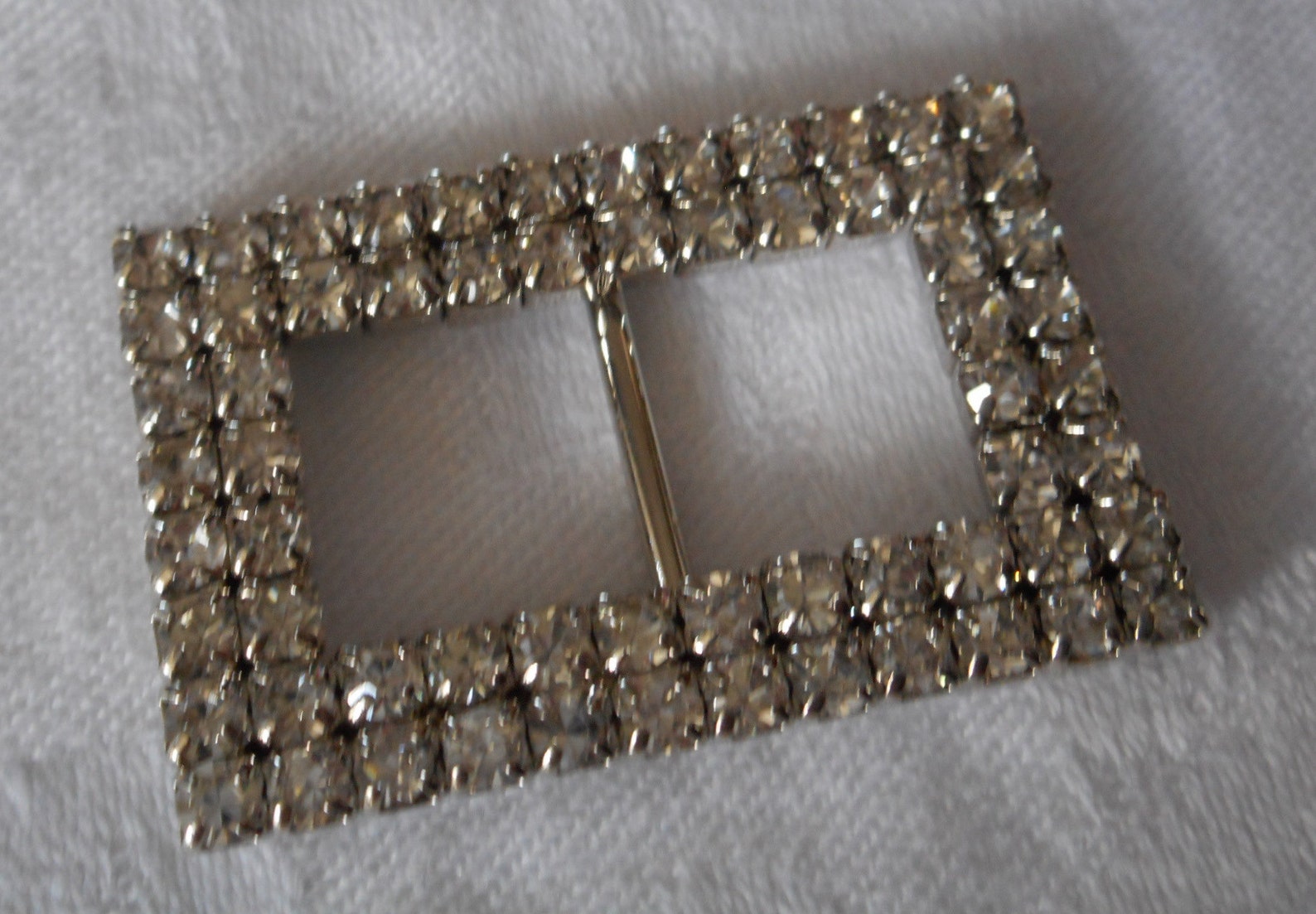VINTAGE Rectangle Clear Glass Rhinestone Silver Metal | Etsy