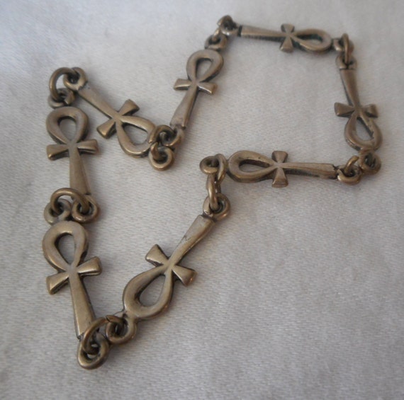 VINTAGE Ankh Silver Metal Symbol Sign Chain Link Cost… - Gem
