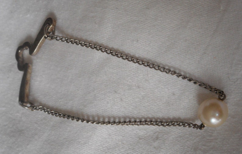 VINTAGE Pearl Hanging Shirt Collar Button Cover Silver Chain - Etsy