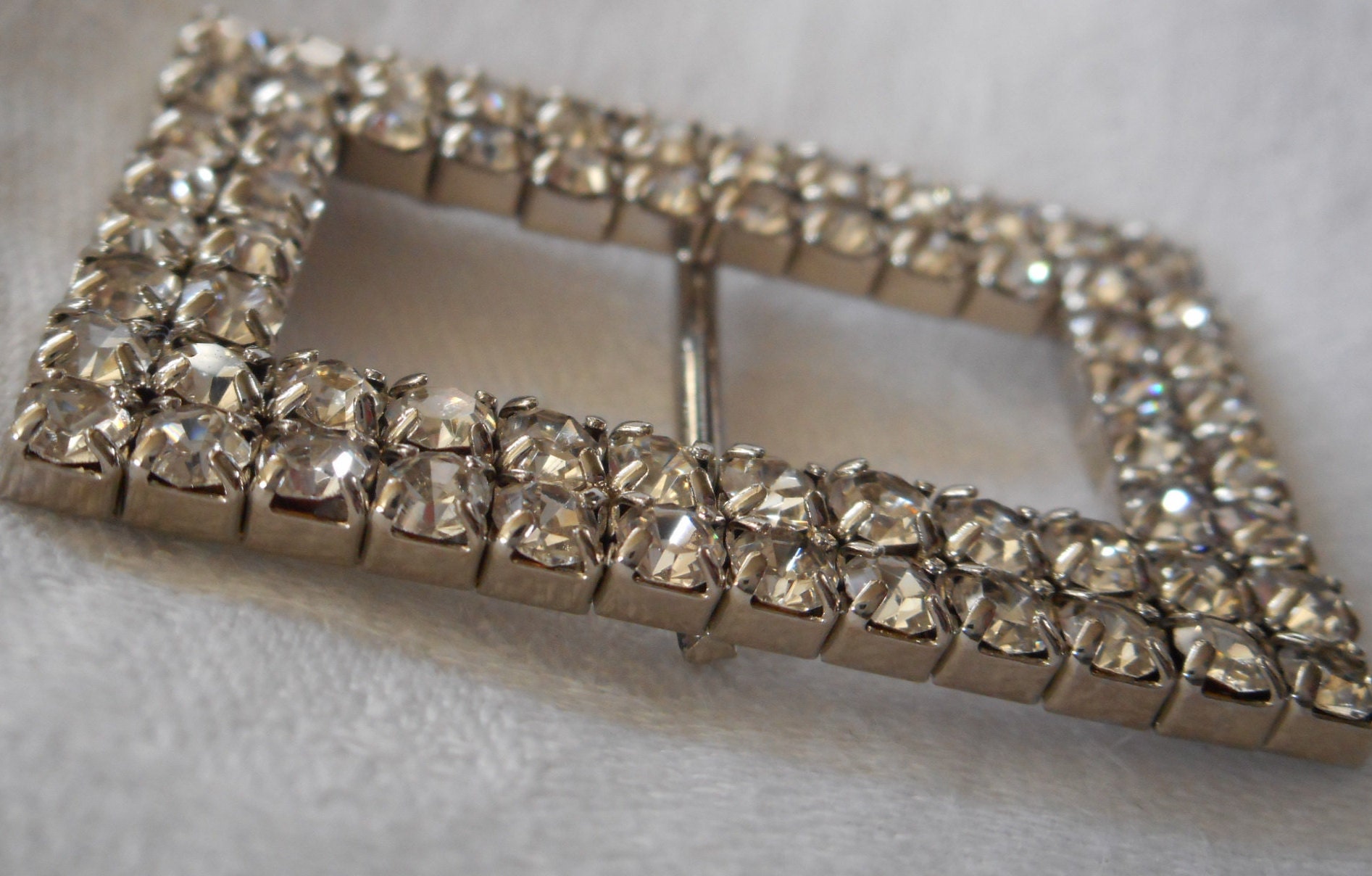 VINTAGE Rectangle Clear Glass Rhinestone Silver Metal - Etsy