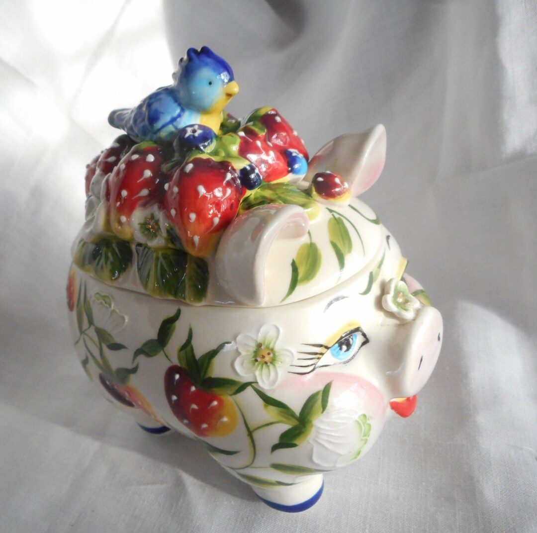 VINTAGE J W Mccall Blue Sky 2004 Realistic Pig Shape Sugar or Jam ...