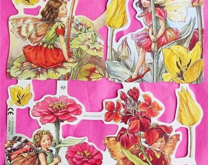 Victorian Scrap Paper Die Cut Flower Fairy Red Zinnia Cicely Mary ...