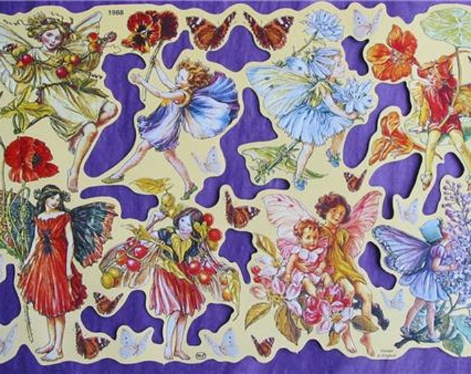 Victorian Scrap Paper Die Cut Flower Fairy Red Zinnia Cicely Mary ...