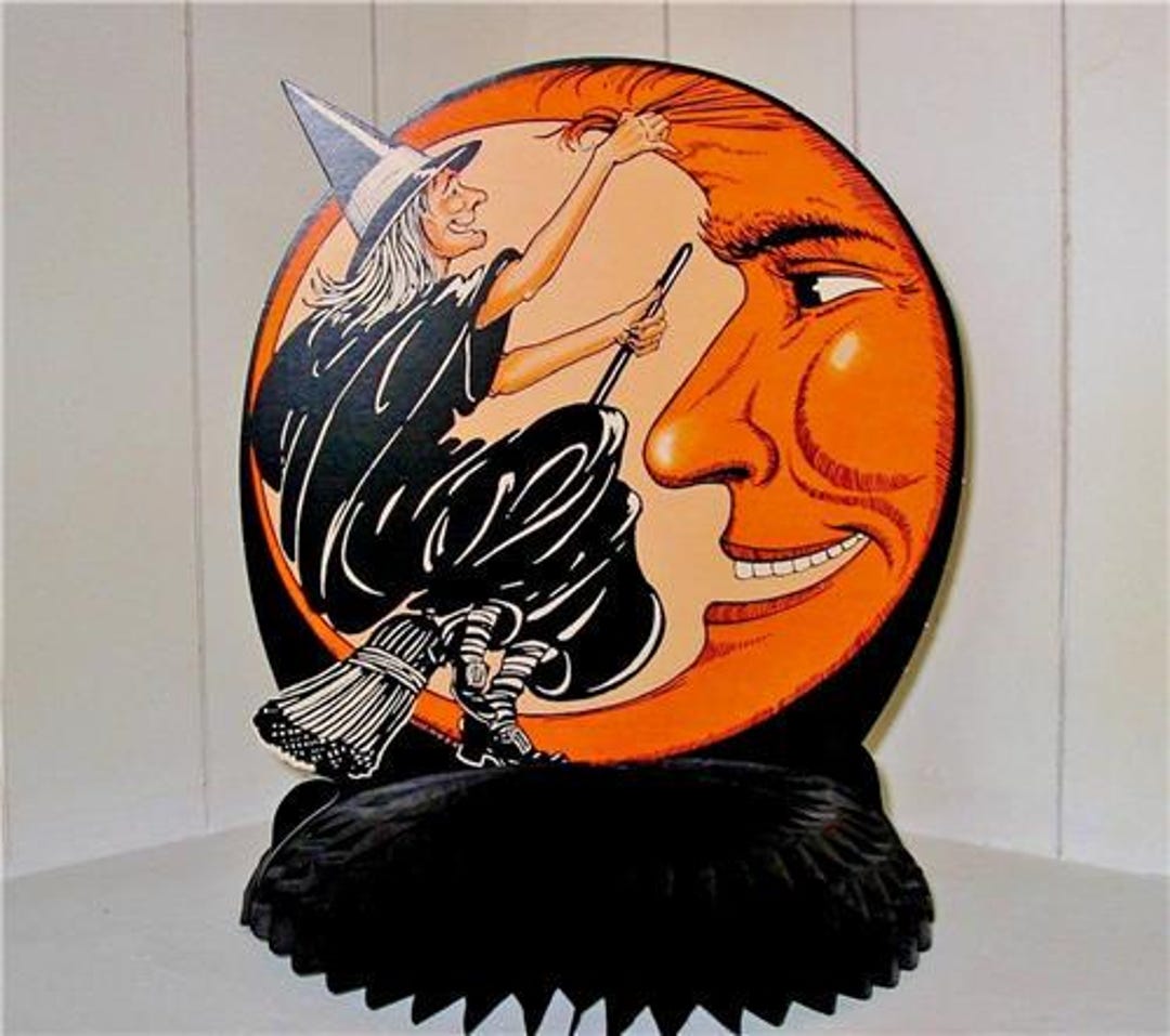 Beistle Halloween Witch and Moon Centerpiece Honeycomb New Made in USA ...