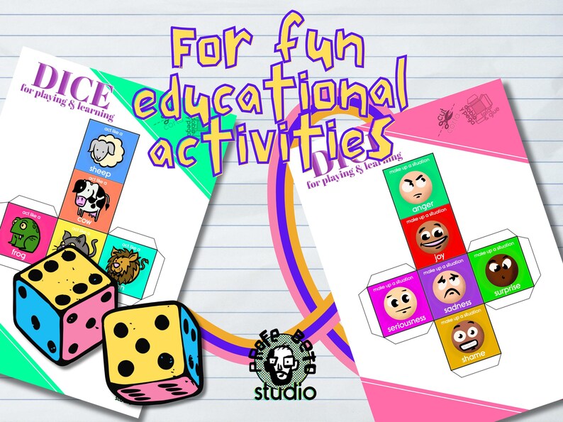 Printable Montessori Dice Game in English 4 DIY Educational Dice for ...