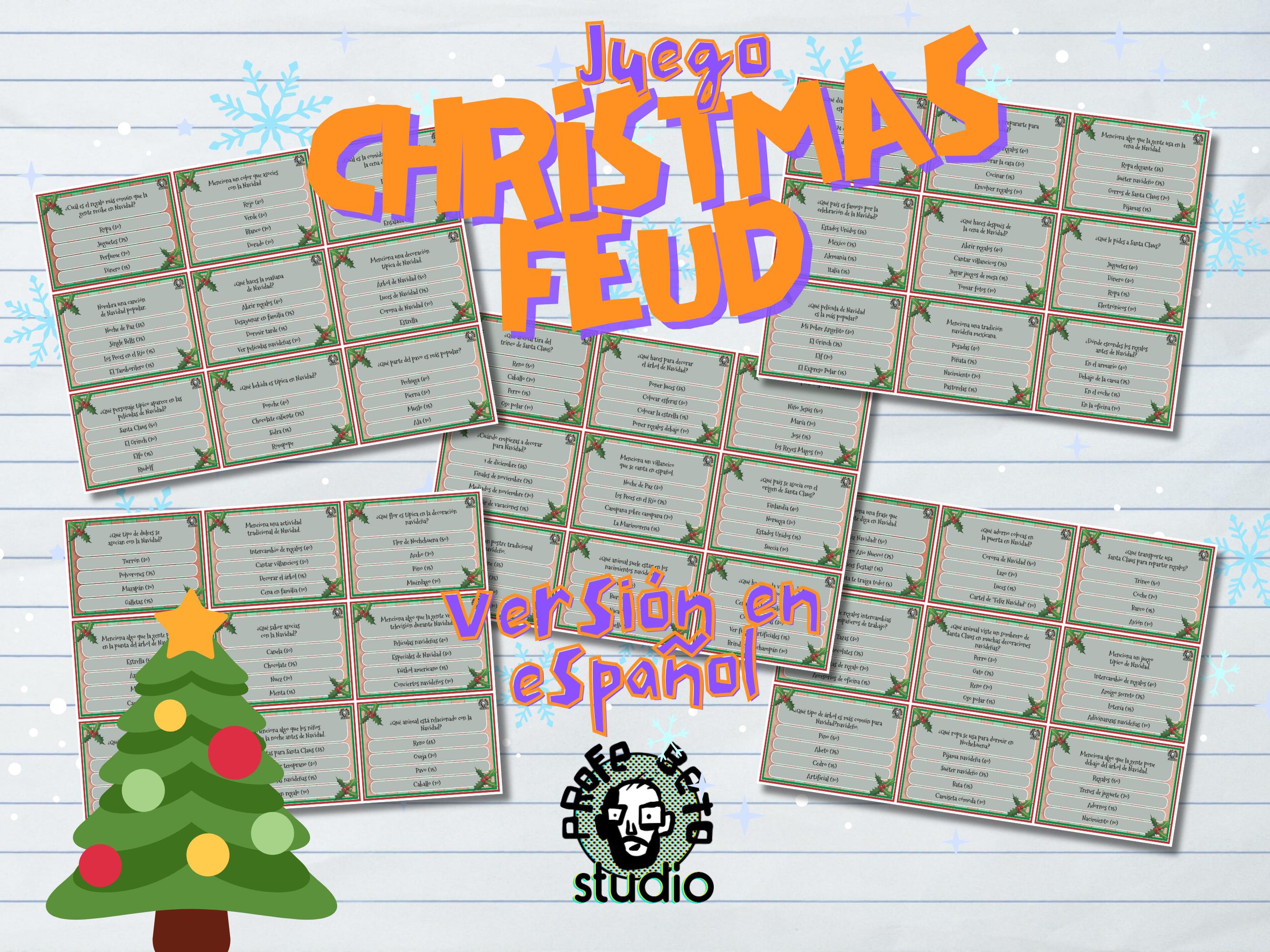 Christmas Feud Digital Game in Spanish Montessori Xmas Activity ...