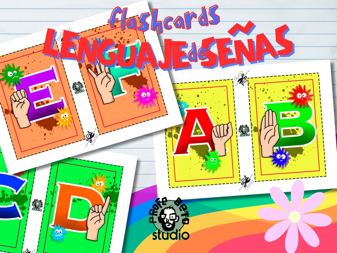 Montessori Sign Language Alphabet Flashcards for Kids - Colorful ...
