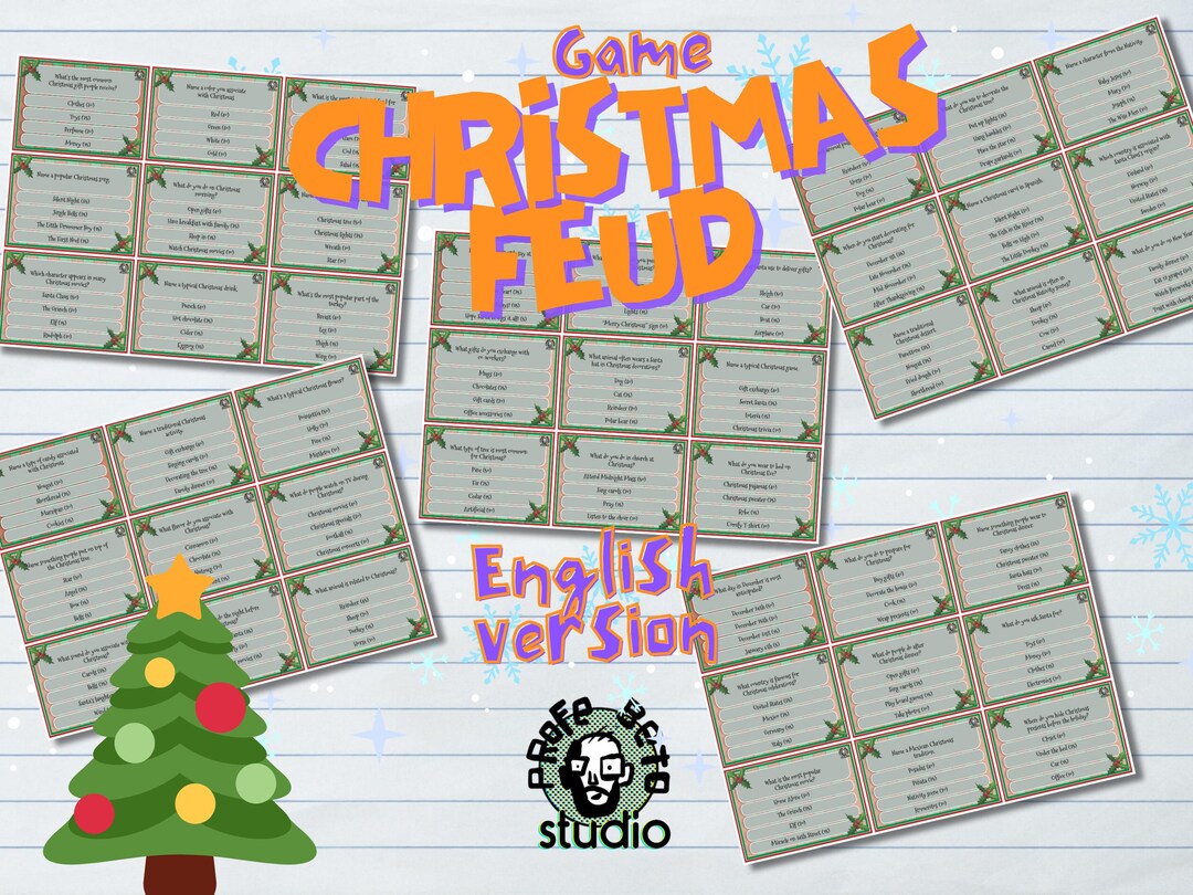 Christmas Feud Game in English Fun Holiday Trivia Printable and ...