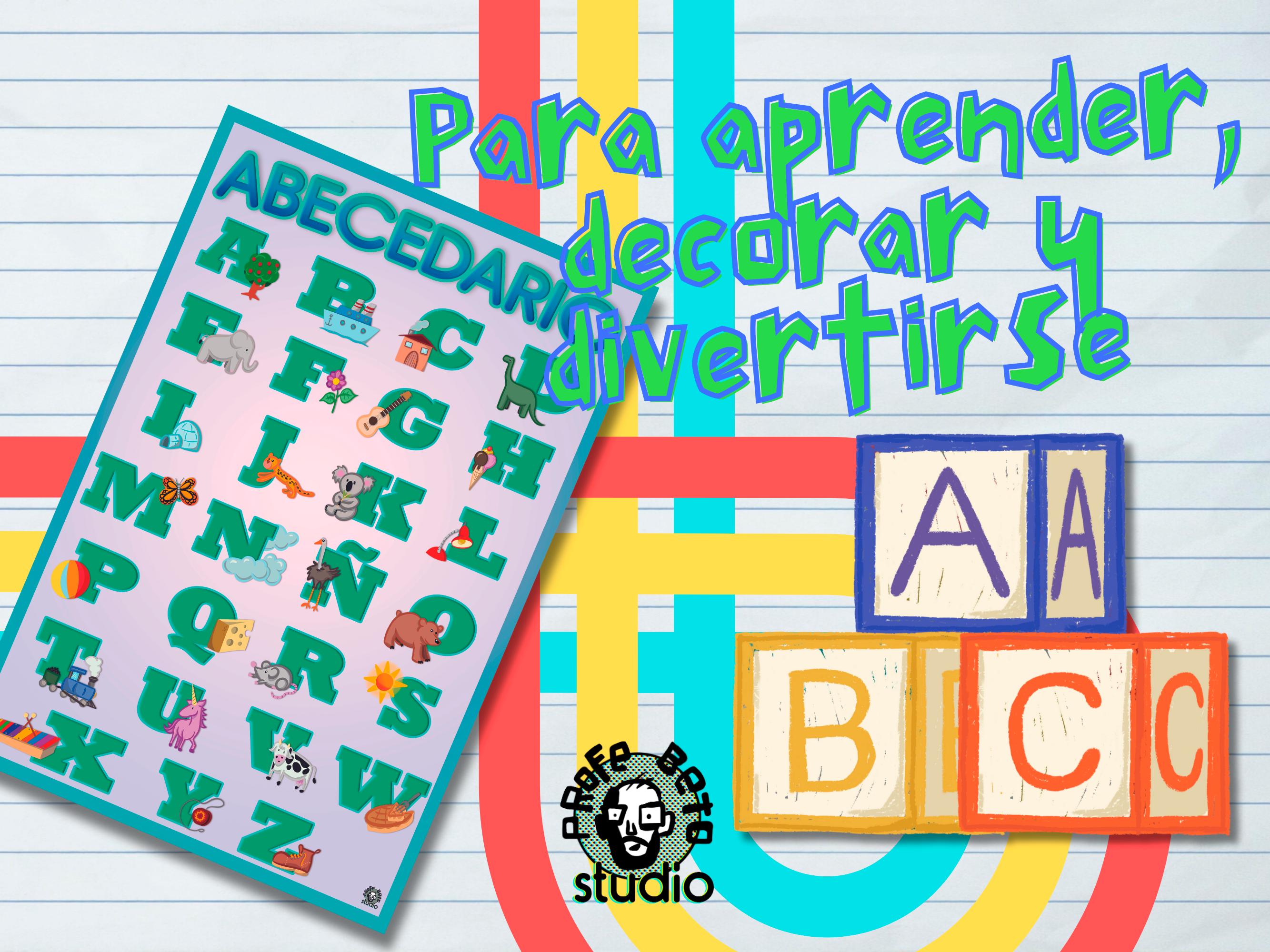 Kids Alphabet Poster 60x90 Cm With Fun Illustrations Educational Wall ...