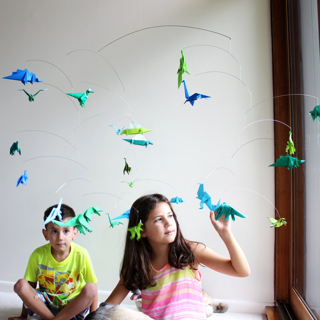Giant Origami Paper Dinosaur Hanging Mobile Nursery Kinetic Art Origami ...