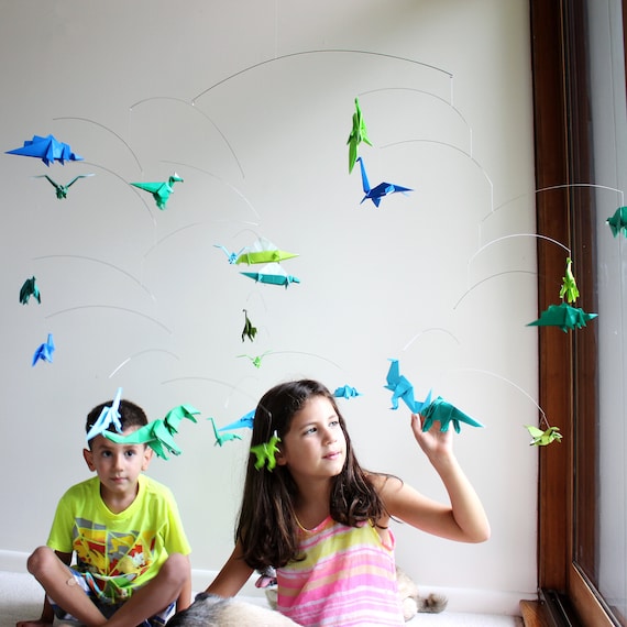 Giant Origami Paper Dinosaur Hanging Mobile Nursery Kinetic | Etsy