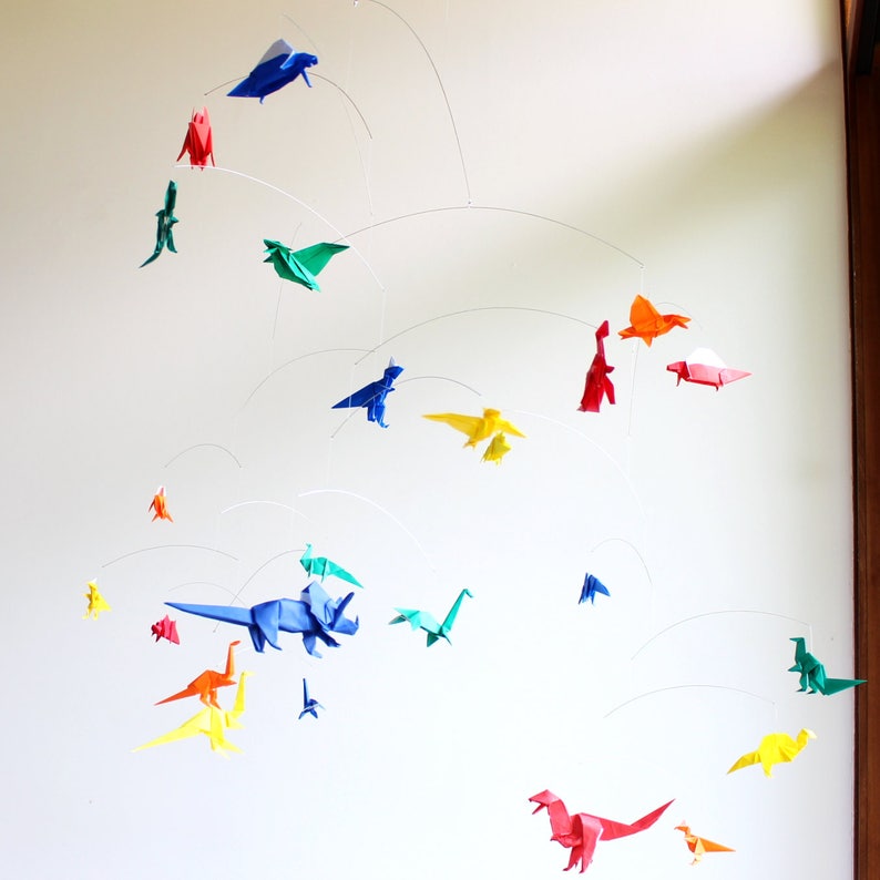Giant Origami Paper Dinosaur Hanging Mobile - Etsy