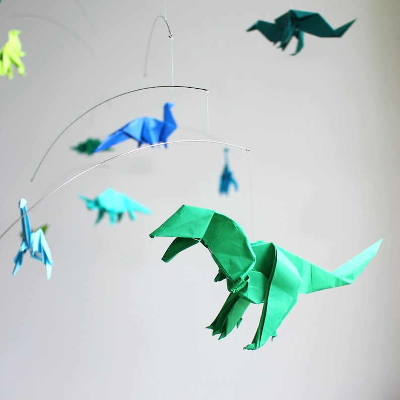 Giant Origami Paper Dinosaur Hanging Mobile - Etsy