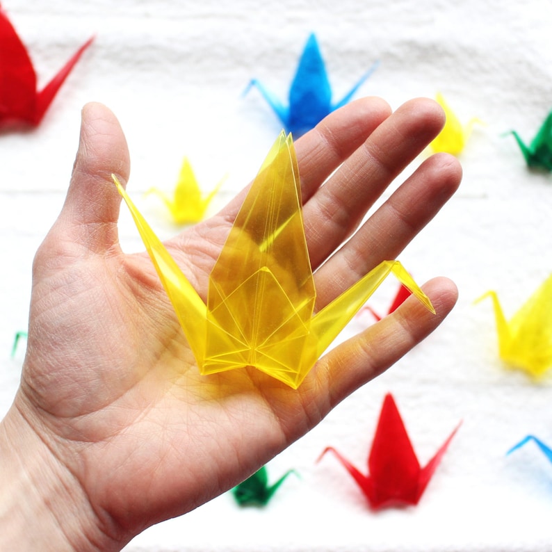 Primary Color Mobile Clear Acrylic Origami Paper Crane Hanging | Etsy