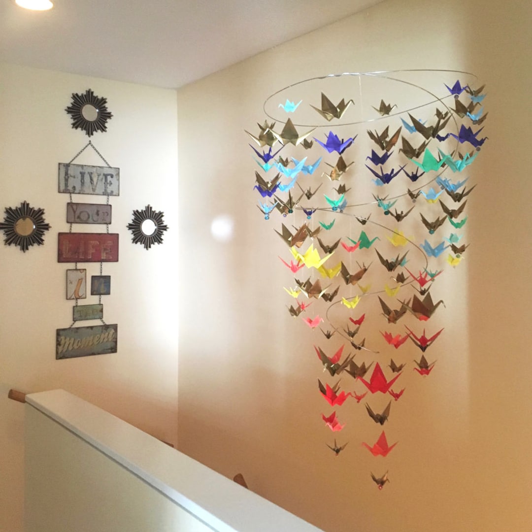 Giant Spiral Origami Paper Bird Mobile for Home Decor - Etsy
