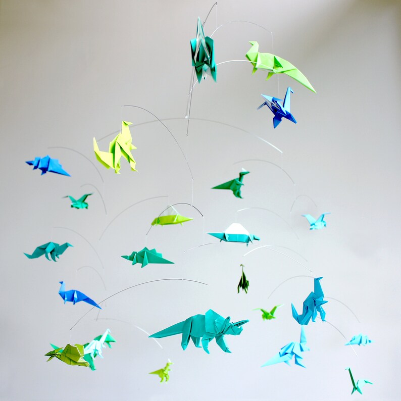 Giant Origami Paper Dinosaur Hanging Mobile - Etsy