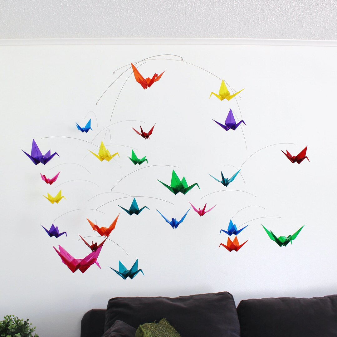 Giant Acrylic Origami Bird Mobile in Bright Colors - Etsy