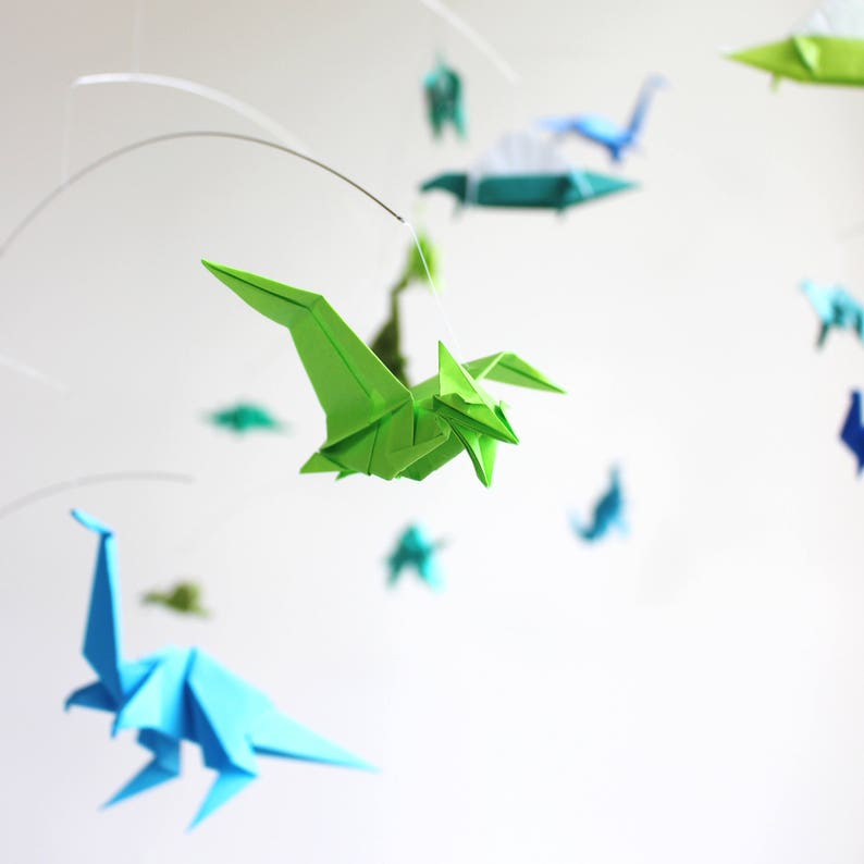 Giant Origami Paper Dinosaur Hanging Mobile - Etsy