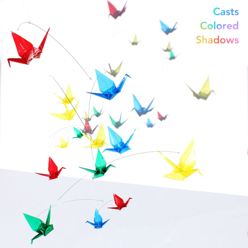 Primary Color Mobile Clear Acrylic Origami Paper Crane Hanging - Etsy