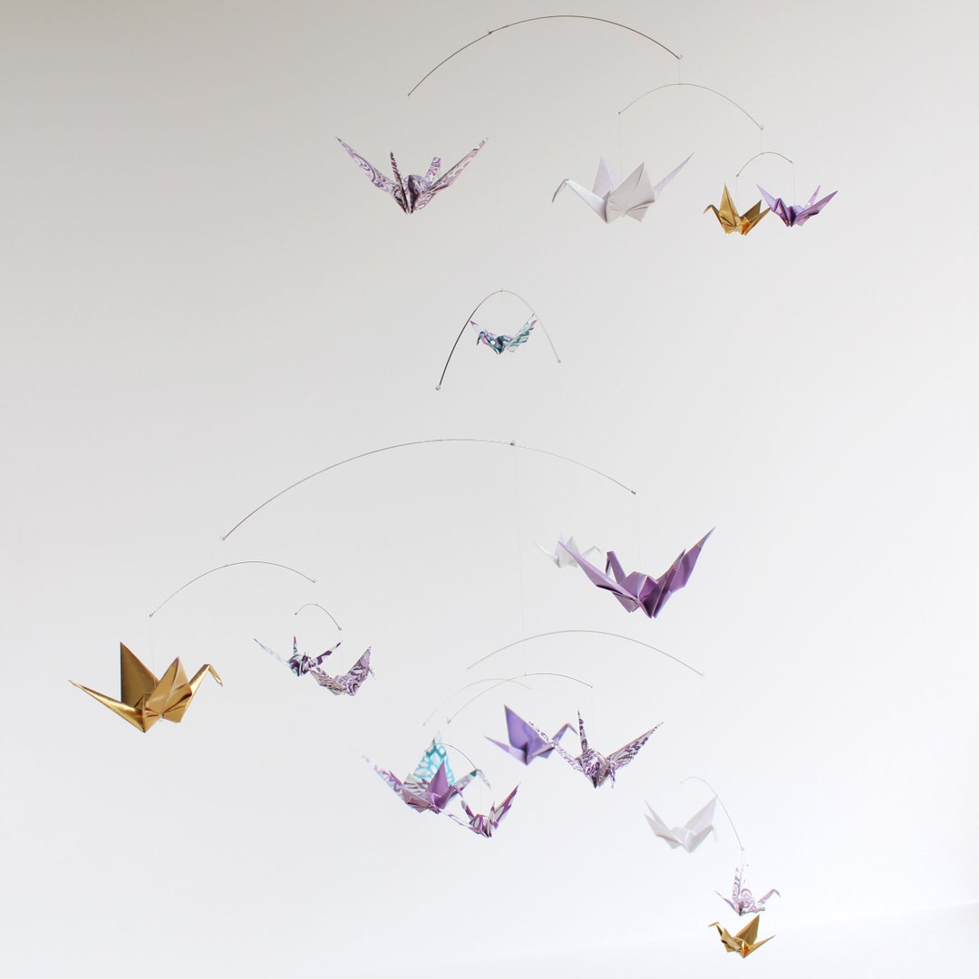 Purple Origami Bird Nursery Mobile - Etsy