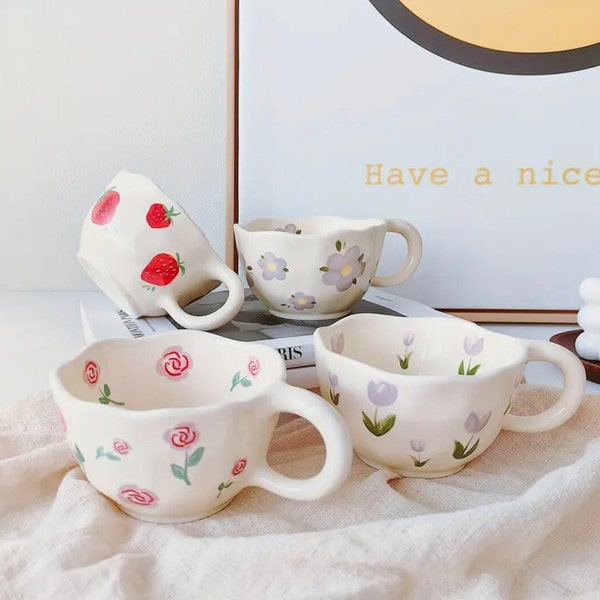 Banana Handmade and Hand Painted Ceramic Mug, Aesthetic Coffee Mug ...