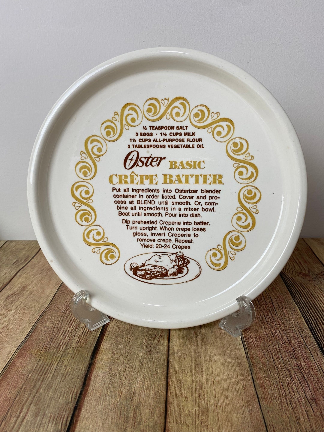 Vintage Oster Crepe Batter Plate Ironstone Crepe Dish Recipe Dish ...