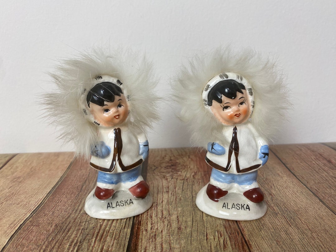 Eskimo Salt and Pepper Shakers, Vintage Mid Century Inuit Alaska ...
