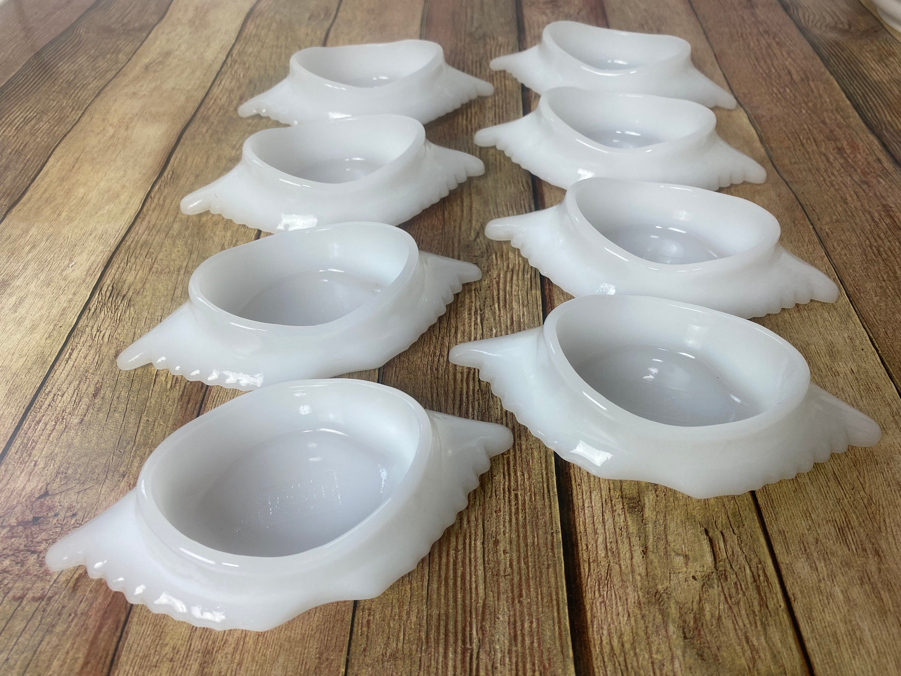 Vintage Glasbake Milk Glass Deviled Crab Servers Set of 8, Made in USA ...