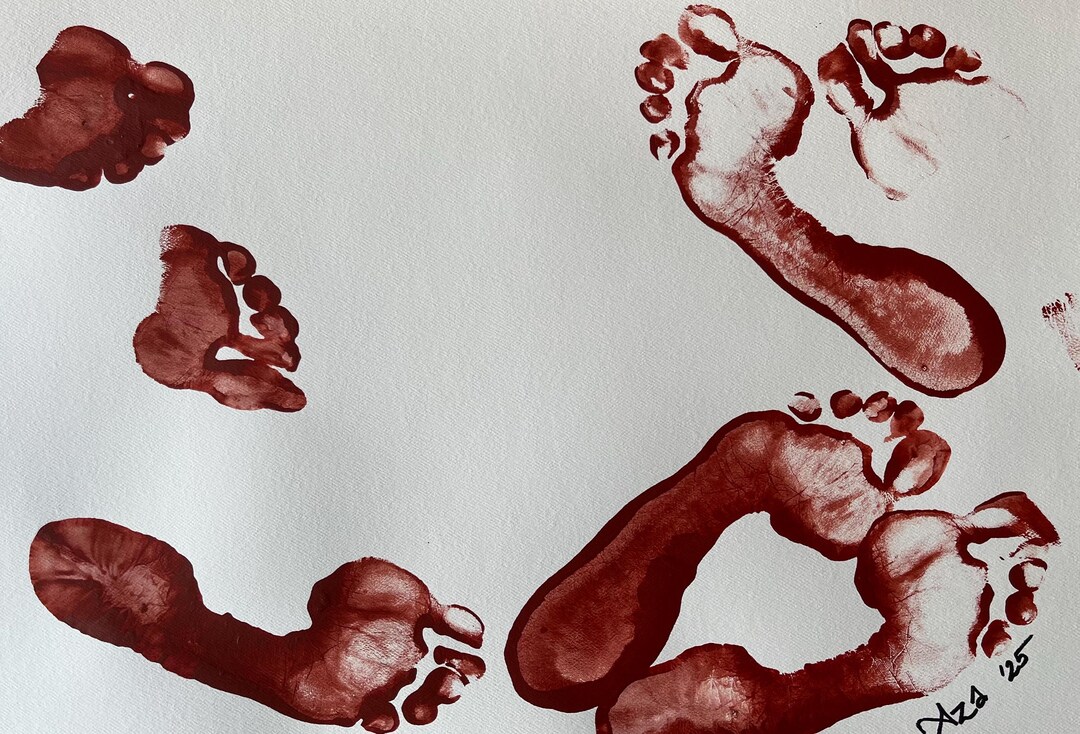 Original Art on Paper, Footprints, Feet Art, Reddish Brown, 15"x22" - Etsy