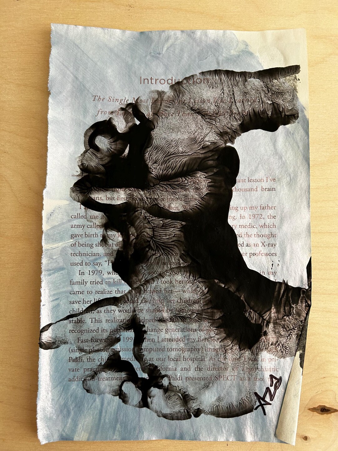 Original Art on Paper, Wall Art, Foot Painting, Small Works, Black and ...