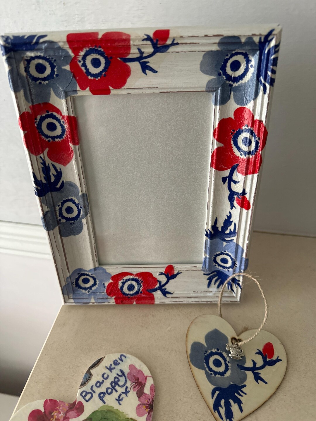 Emma Bridgewater Inspired Red and Blue Anemone Flower Design Decorated ...