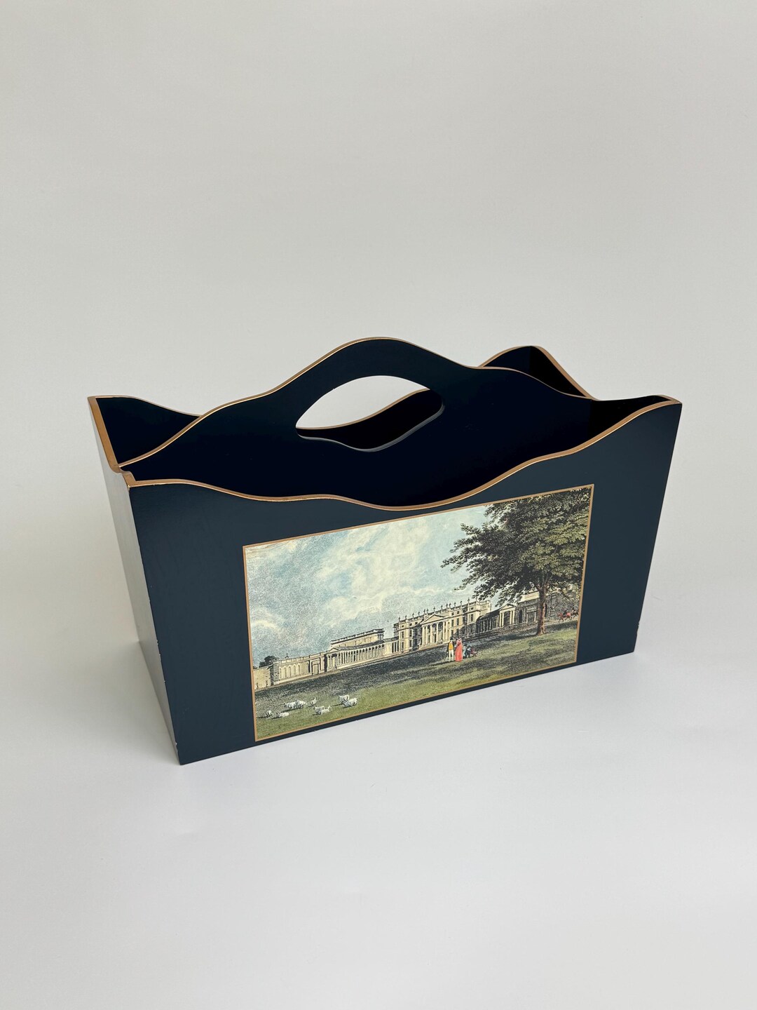 Vintage Wooden Magazine Rack Decoupage, Landscape Design - Etsy