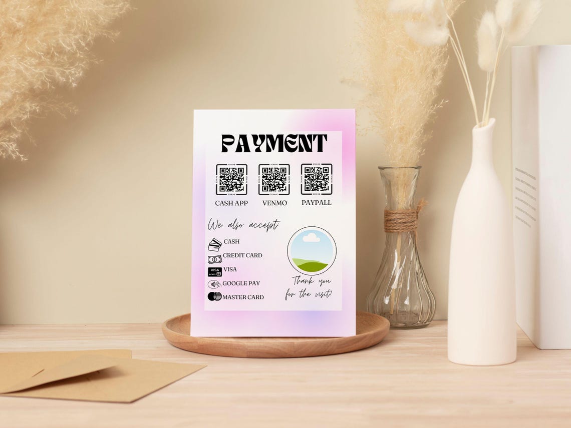 QR Code Payment Sign for Business - Pink Sign for Payment Methods - Etsy
