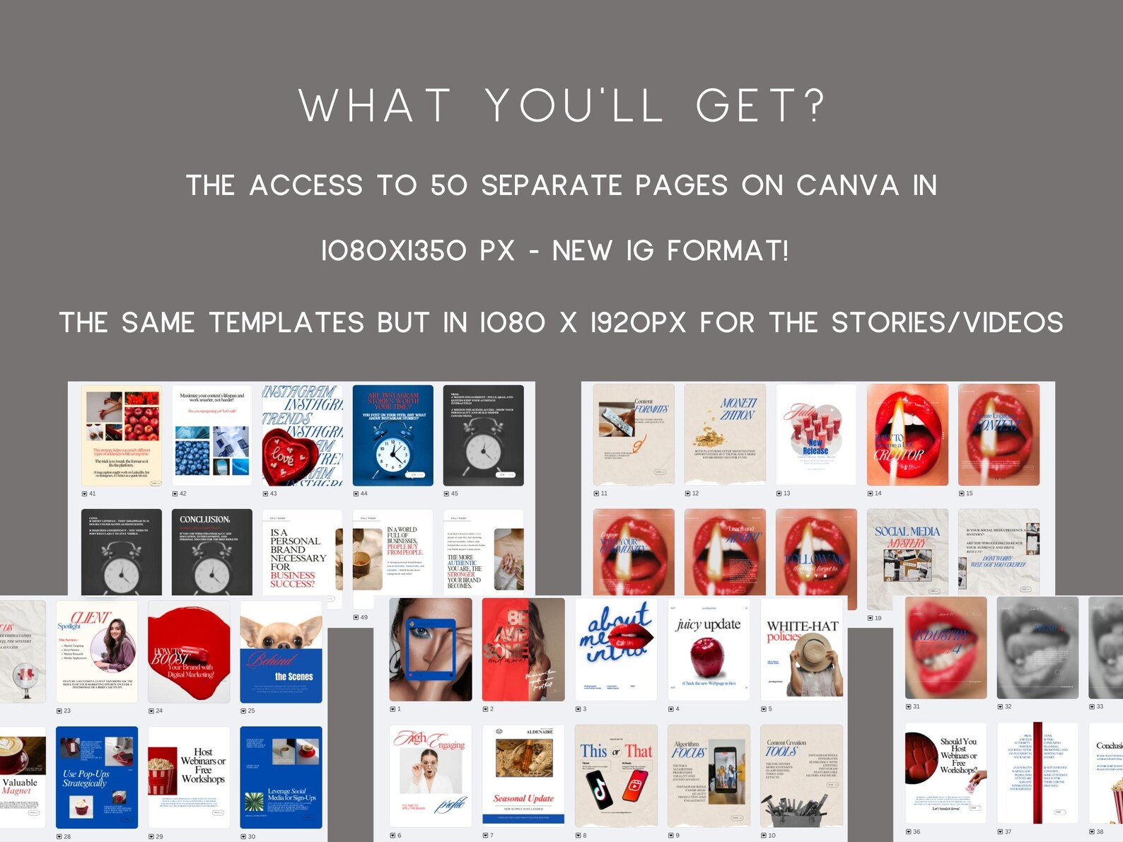 100 Faceless Instagram Templates: Social Media Marketing Posts (canva ...