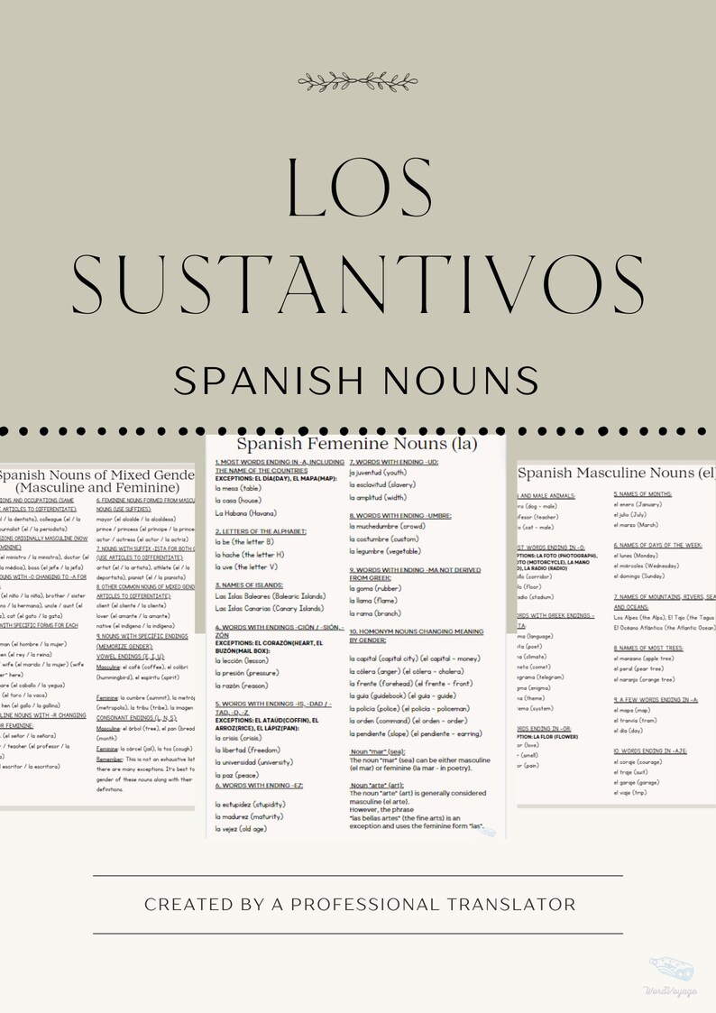 Learn the Genders of Nouns in Spanish With Fun & Easy-to-understand ...