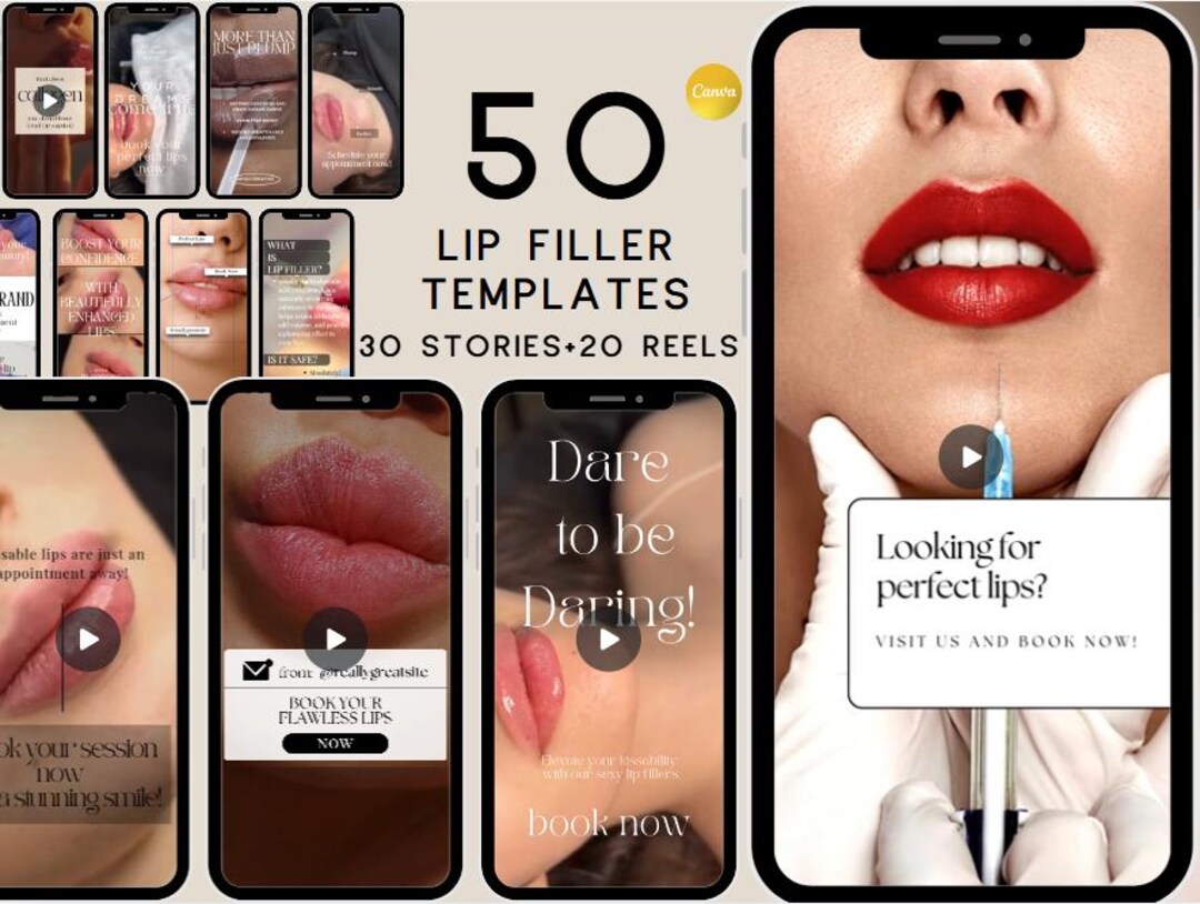 Nurse Injector Lip Filler Templates: 50 Instagram Reels & Stories ...