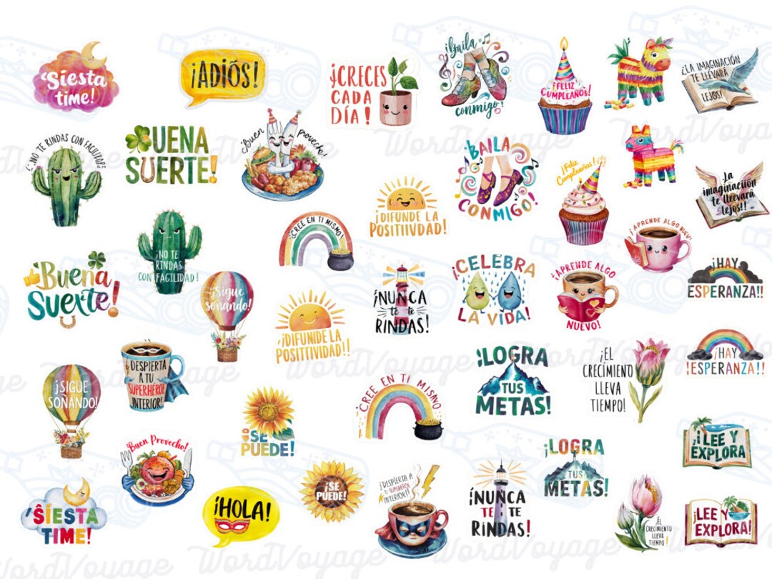 Spanish Inspirational Stickers Bundle for Learning Language, Spain ...