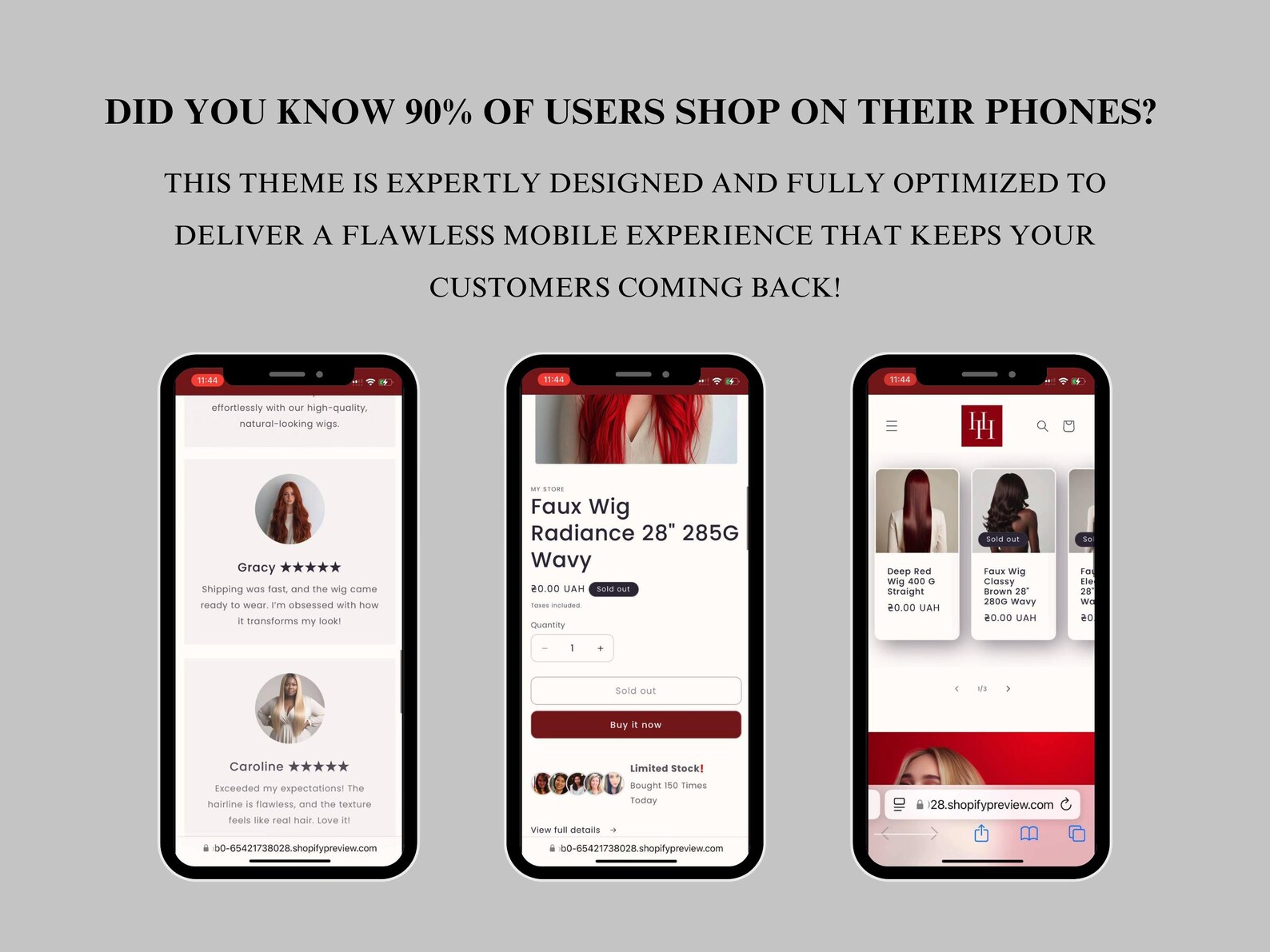 Red Hair Wigs Shopify Theme: Premade Website Template - Etsy