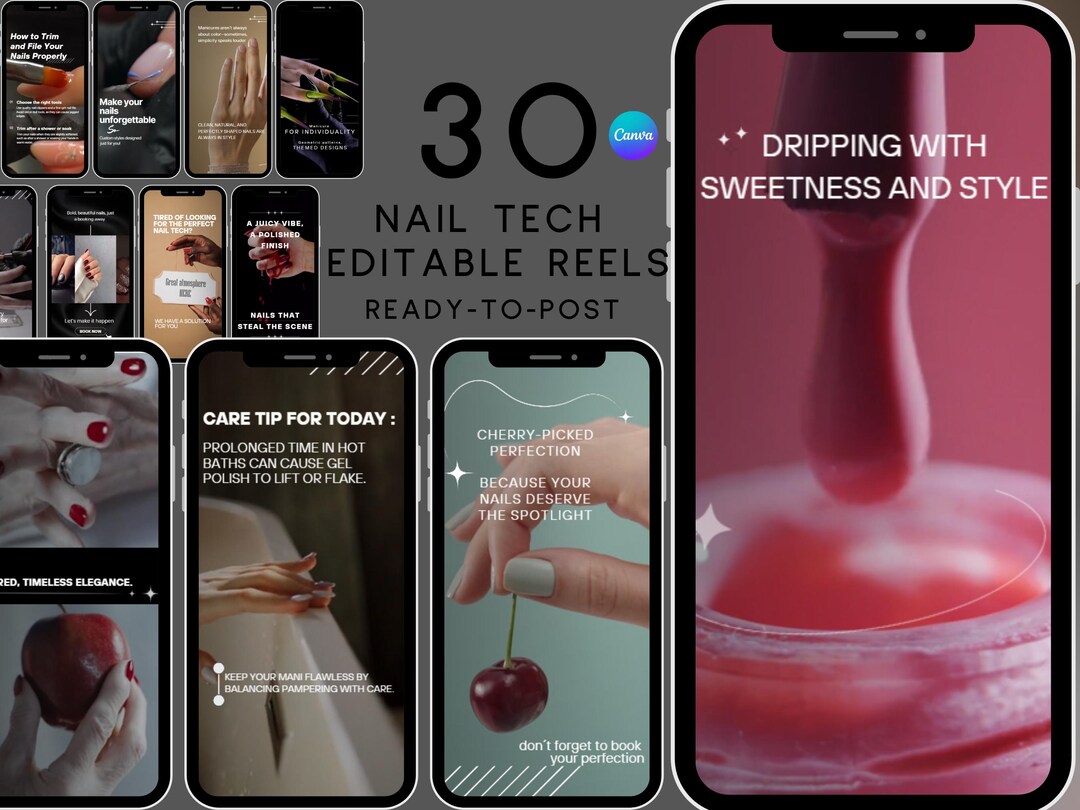 Nail Tech Reels Templates 30 Reels Small Business Instagram Templates ...