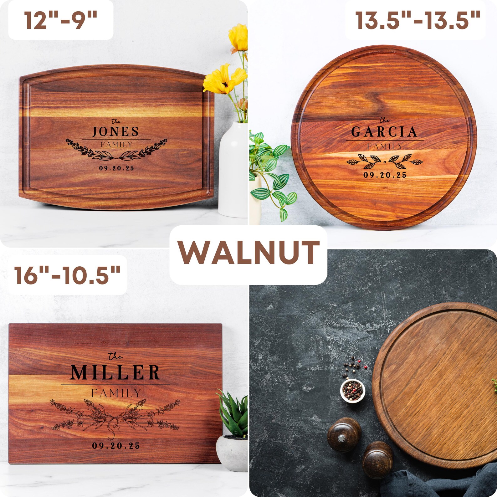 Custom Engraved Wood Cutting Board, Personalized Name Wedding Gift ...