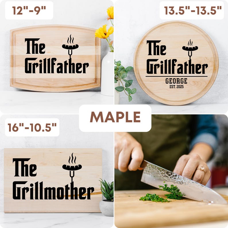 The Grillfather Funny Dad Husband Papa Birthday Gift Custom Cutting ...